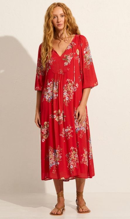 AUGUSTE THE LABEL WILLOW MIDI DRESS RED – Alainn Mae